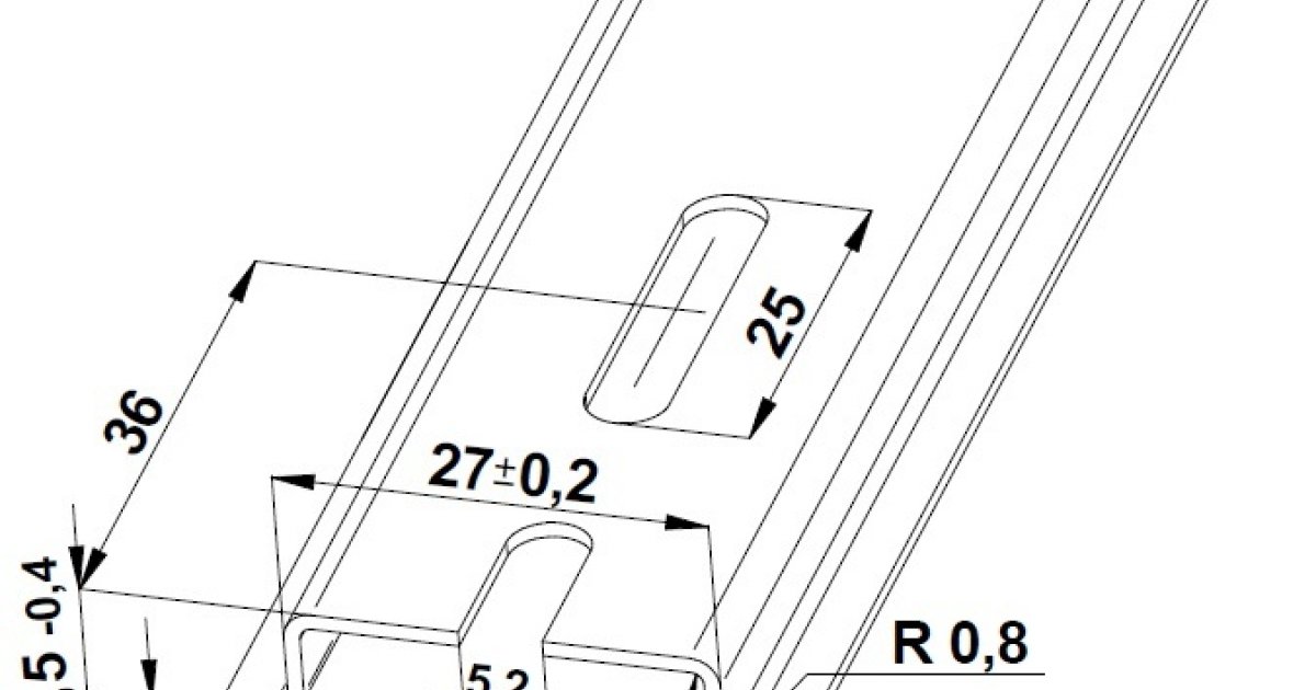 DIN rail TS 35x7,5-1000mm, perforated 5,2x25 zinc plating | ElektroBecov.cz